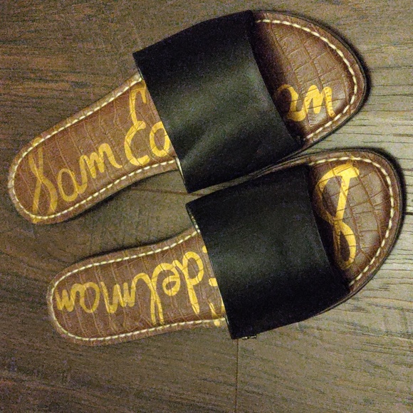 Sam Edelman | Shoes | Sam Edelman Genesis Black Leather Slide Sandals ...